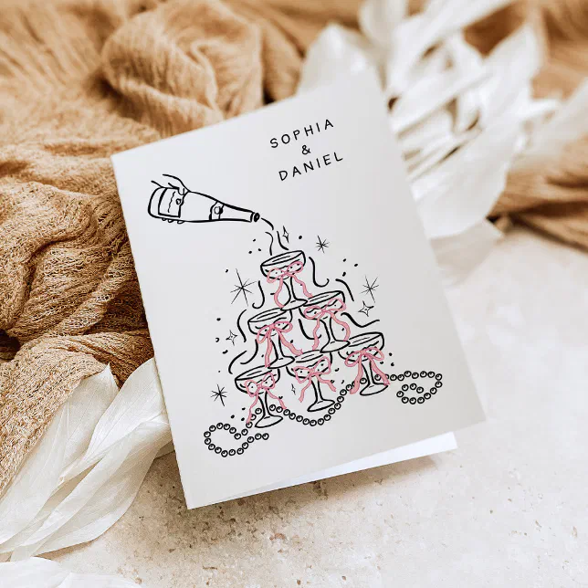 Pearls & Prosecco Bridal Shower Thank You Cards | Zazzle