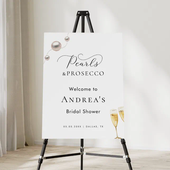 Pearls & Prosecco Bridal Shower Welcome Sign | Zazzle