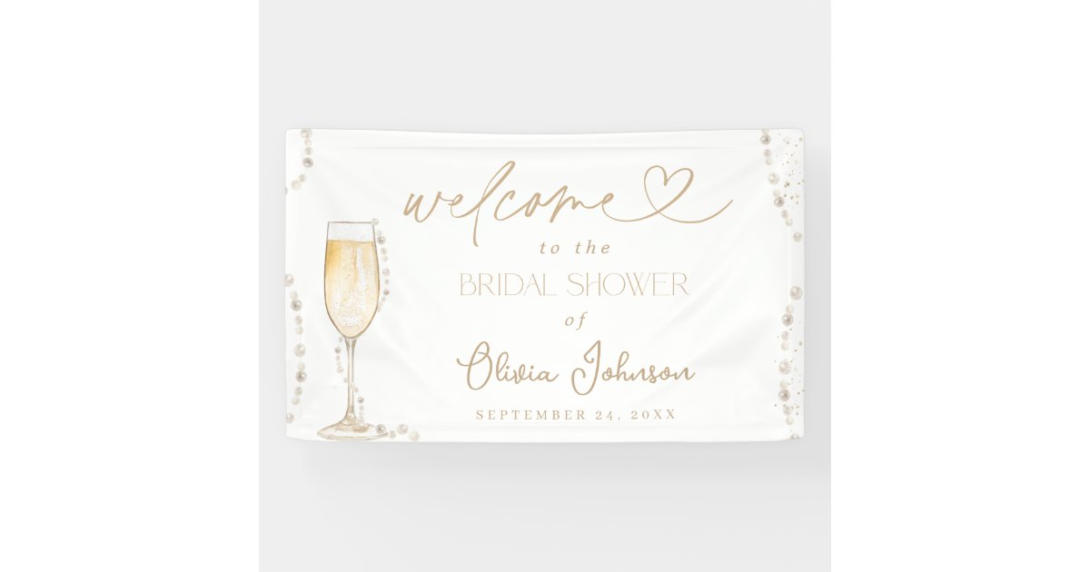 Pearls & Prosecco Bridal Welcome Sign Banner | Zazzle