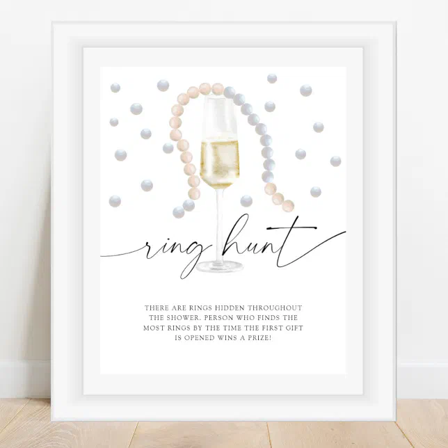 Pearls & Prosecco - ring hunt bridal shower game Poster | Zazzle