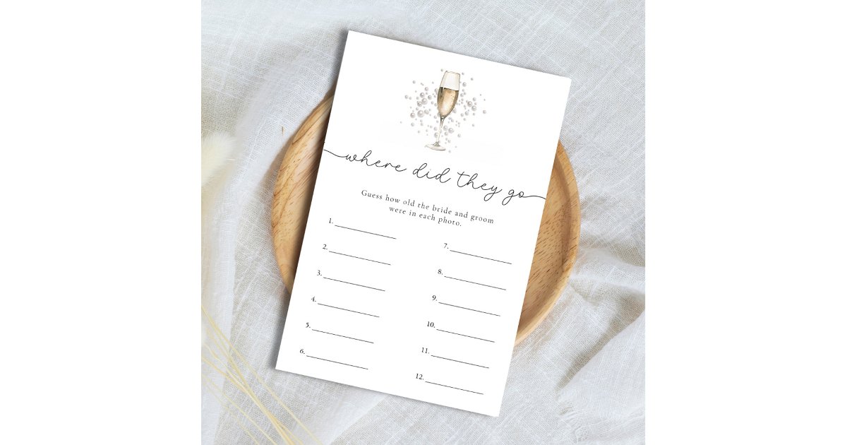 Pearls & Prosecco Where Did They Go Bridal Game | Zazzle