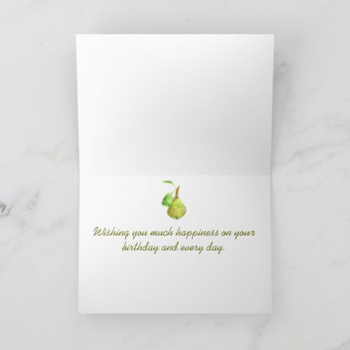 Pears Happy Birthday Watercolor Fruit Summer Green Card | Zazzle