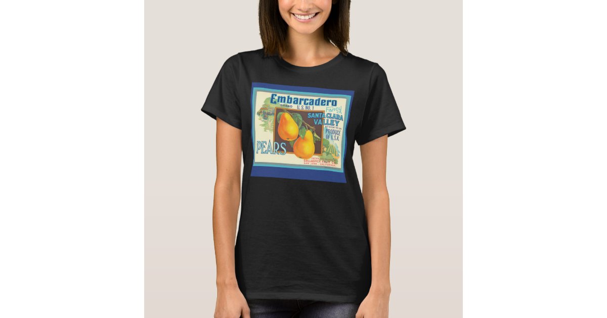 Pears Vintage Santa Clara Fruit Label Art T-Shirt | Zazzle