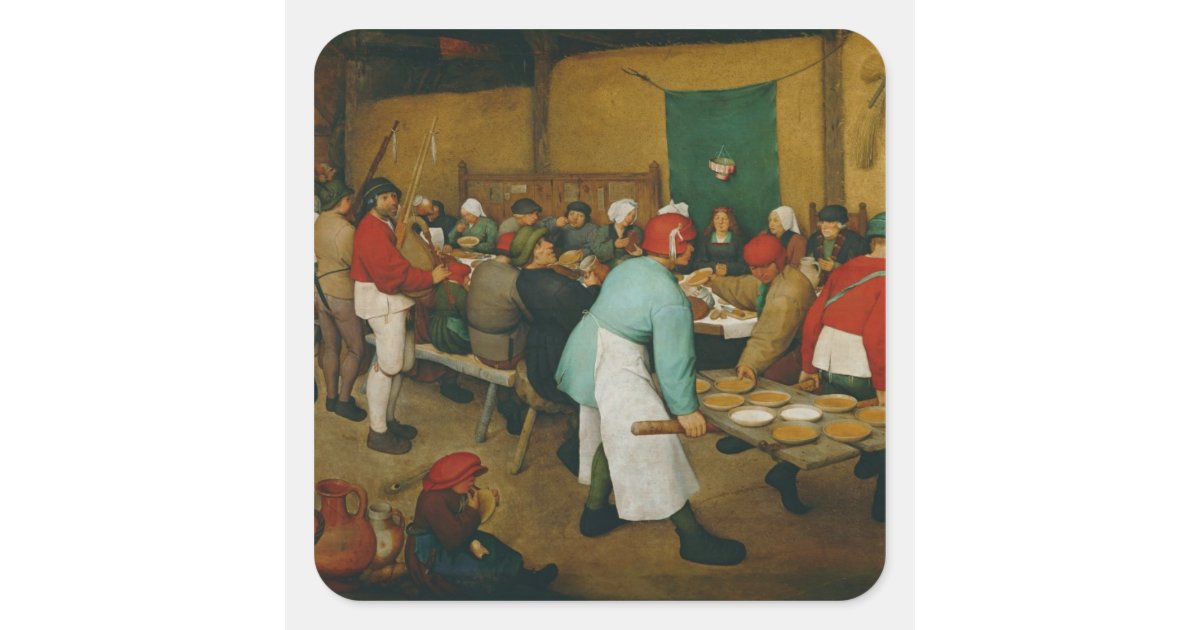 Peasant Wedding , 1568 Square Sticker | Zazzle