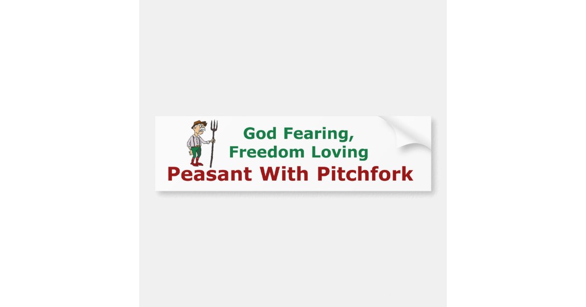 Peasant With Pitchfork Bumper Sticker | Zazzle