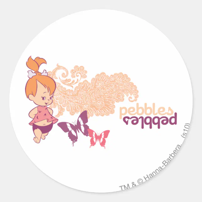 PEBBLES™ and Butterflies Classic Round Sticker | Zazzle