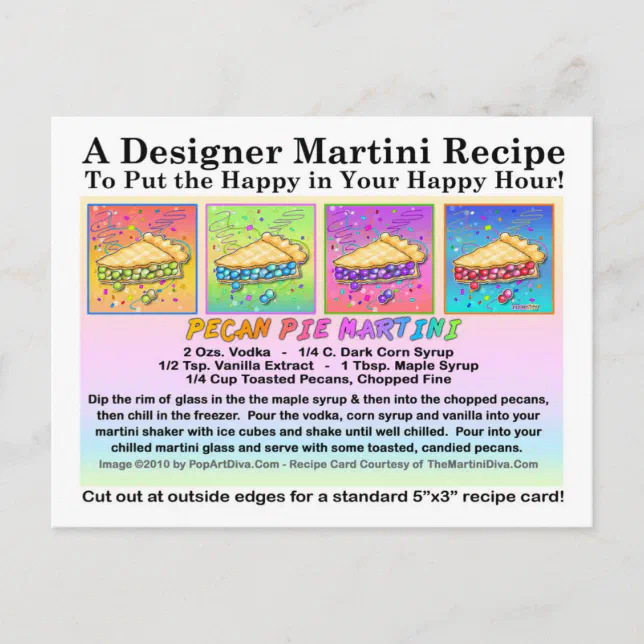 Pecan Pie Martini Recipe Card Postcard | Zazzle