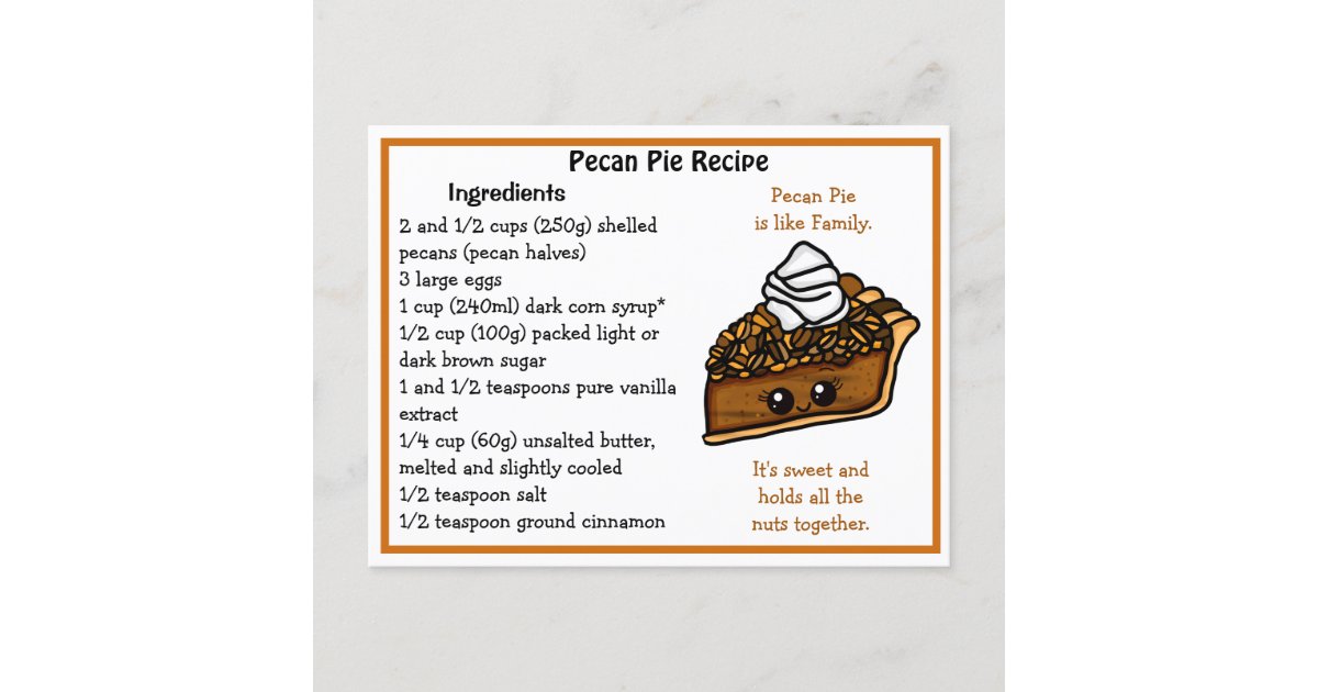 Pecan Pie Recipe Card | Zazzle