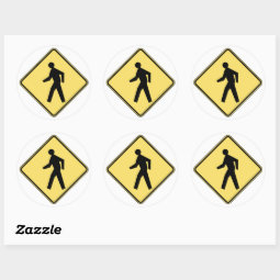 Pedestrian Crossing Classic Round Sticker | Zazzle