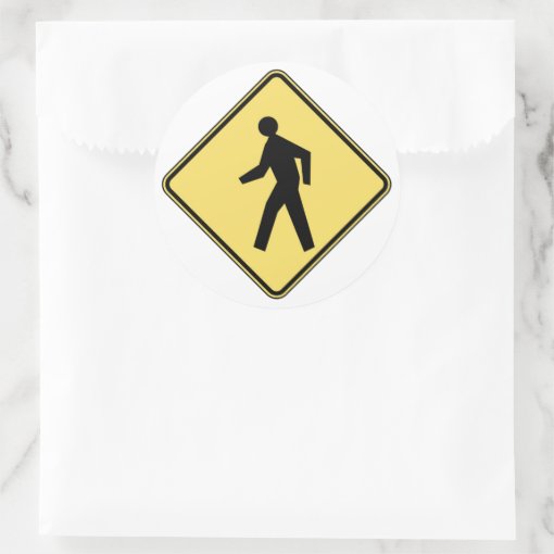 Pedestrian Crossing Classic Round Sticker | Zazzle