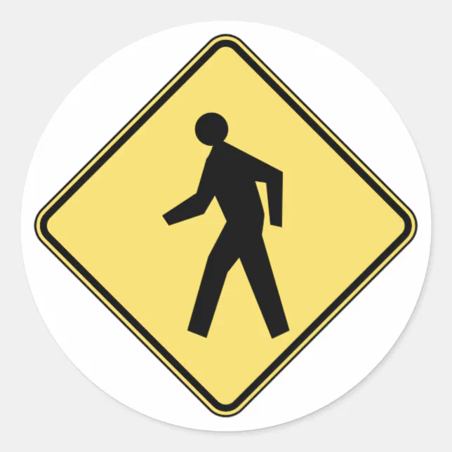 Pedestrian Crossing Classic Round Sticker | Zazzle