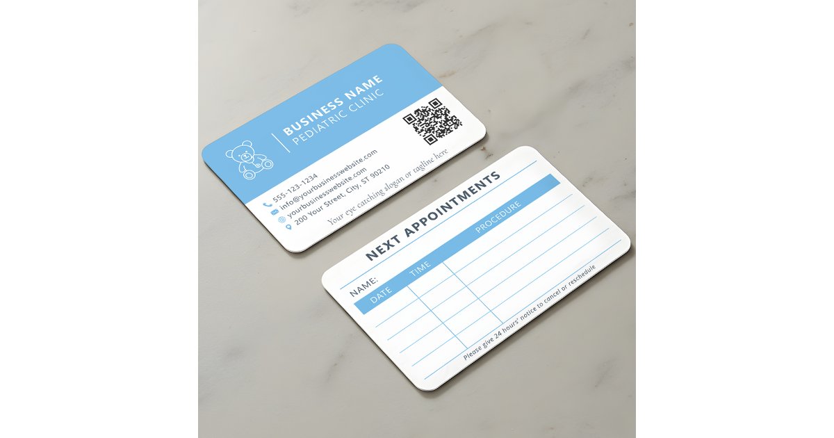 Pediatric Clinic Appointment QR Business Card | Zazzle