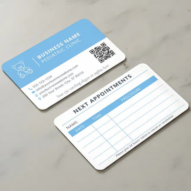 Pediatric Clinic Appointment QR Business Card | Zazzle