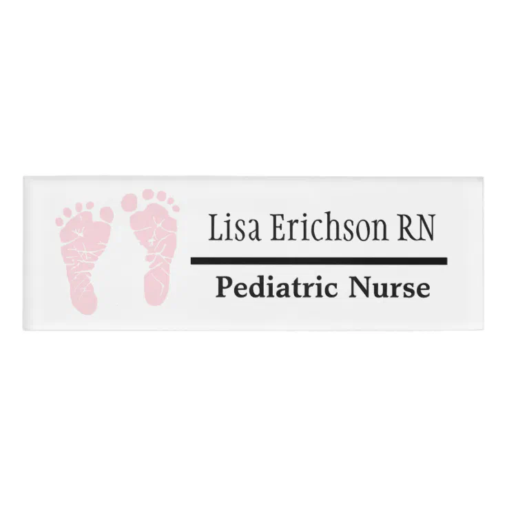 Pediatric Nurse Pink Name Tag Personalized | Zazzle