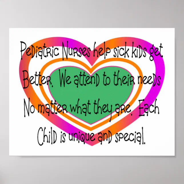 pediatric nurse poem heart poster | Zazzle