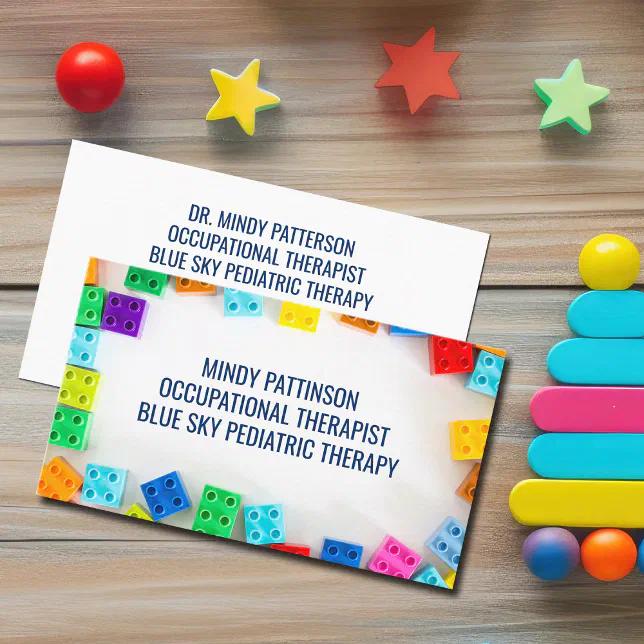 Pediatric Occupational Therapist Building Blocks Business Card | Zazzle