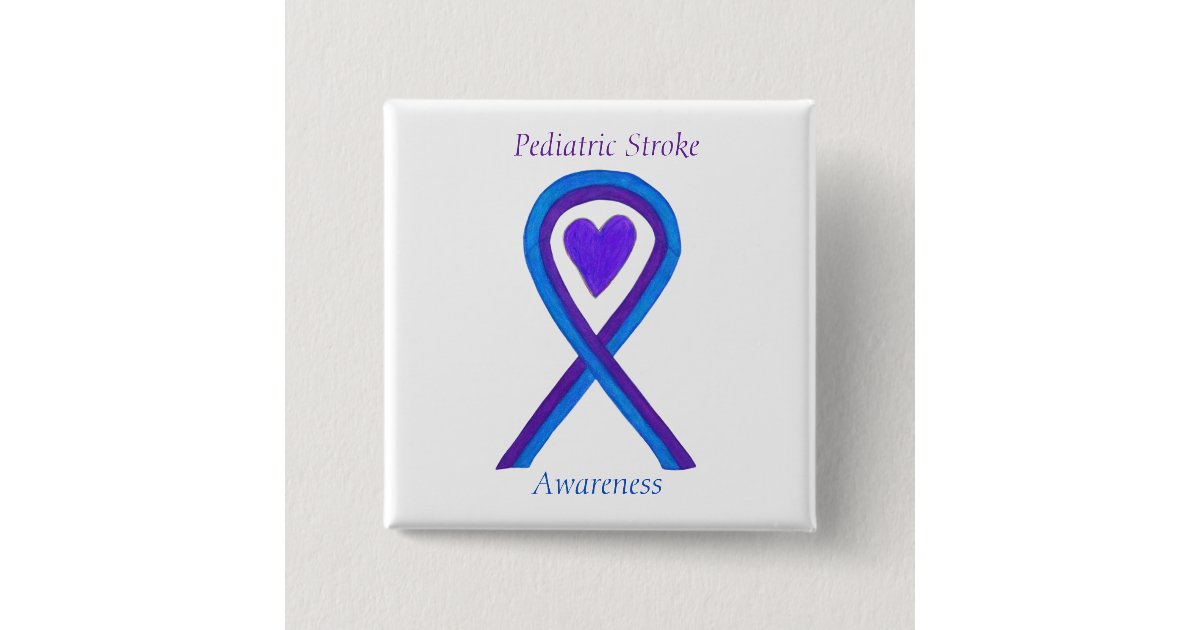 Pediatric Stroke Awareness Ribbon Pin Buttons | Zazzle