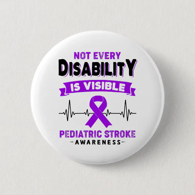 Pediatric Stroke Awareness Ribbon Support Gifts Button | Zazzle