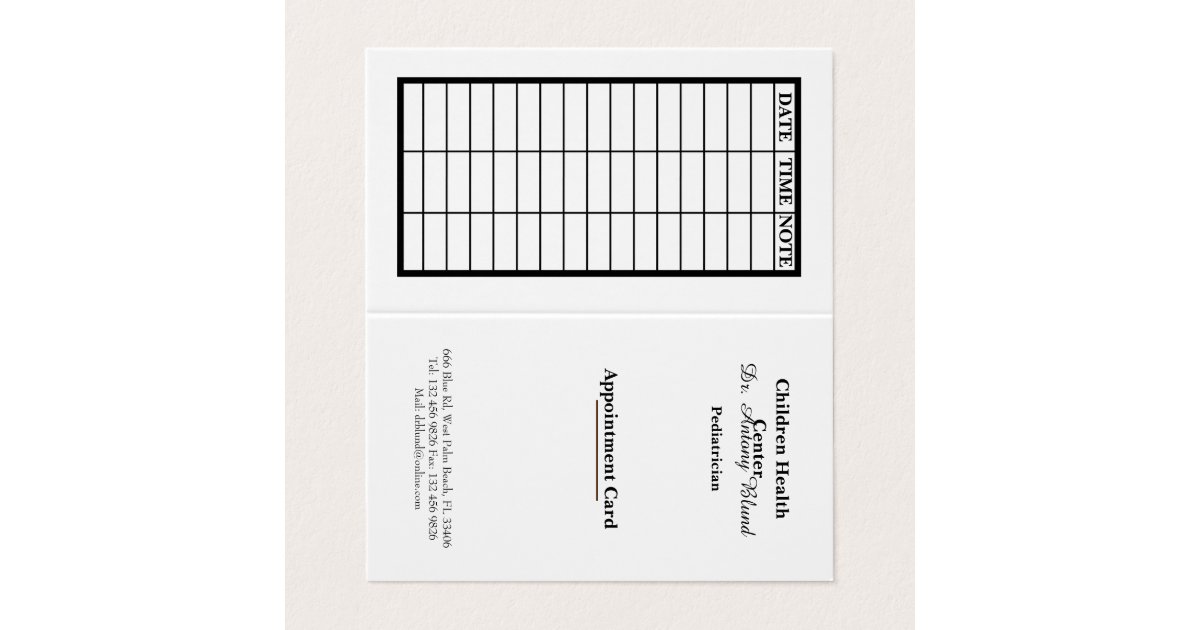 Pediatrician Appointment Card | Zazzle
