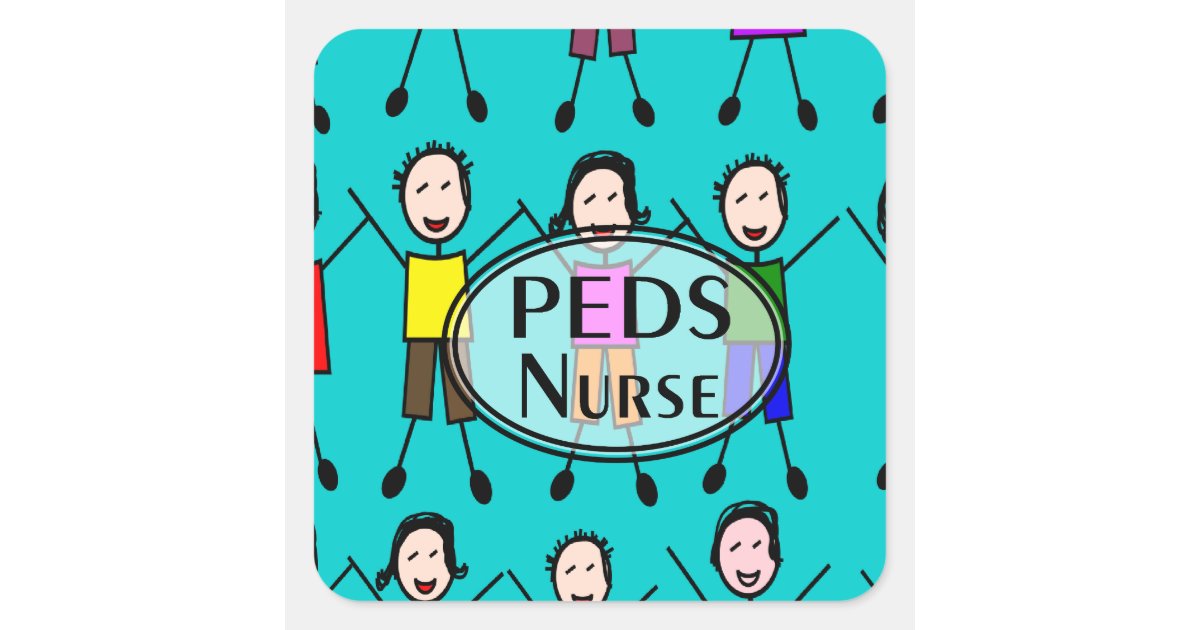 Pediatrics Nurse Stick Kids Design Square Sticker | Zazzle