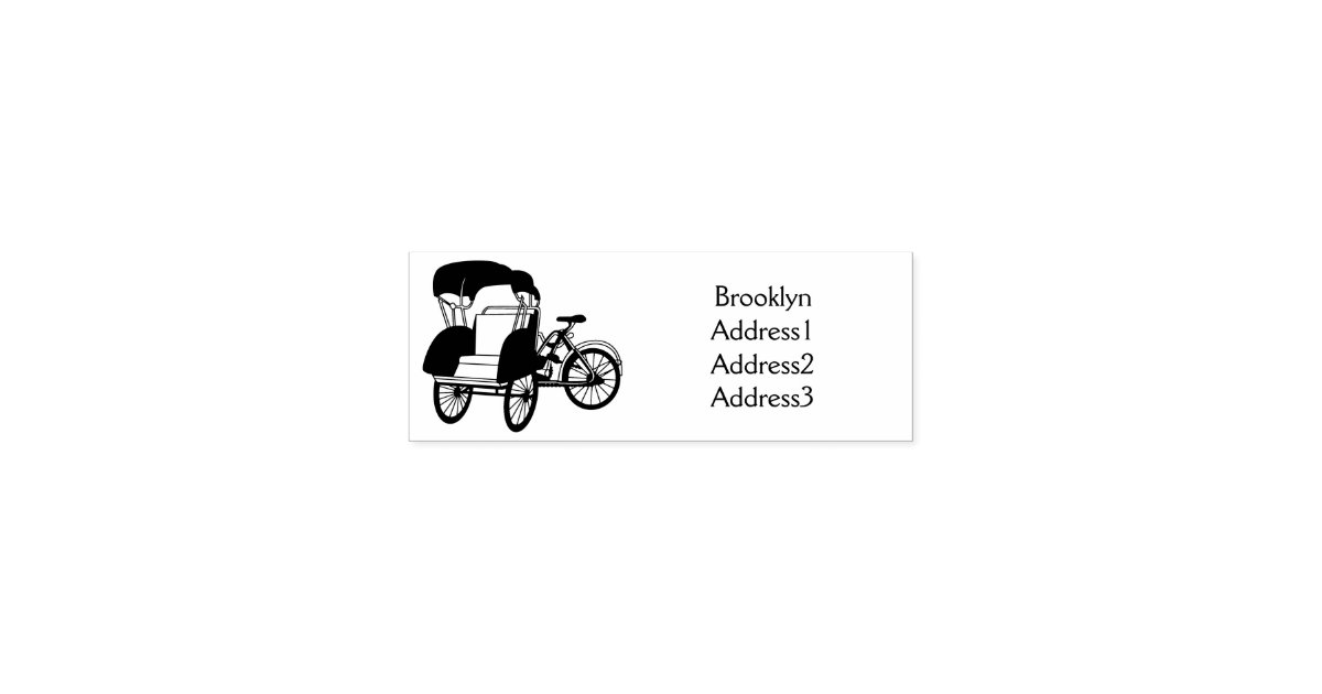 Pedicab rickshaw cartoon illustration rubber stamp | Zazzle