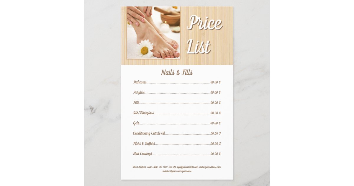 Pedicure Nail Pedicurist Feet Spa Bamboo Flyer | Zazzle