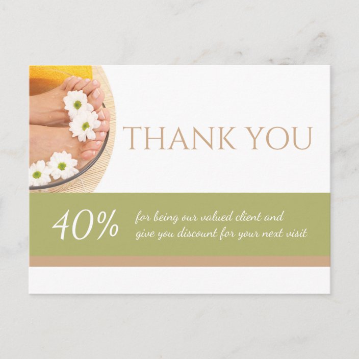 Pedicure Nail Peducurist Spa Salon Thank U Coupon Postcard | Zazzle.com