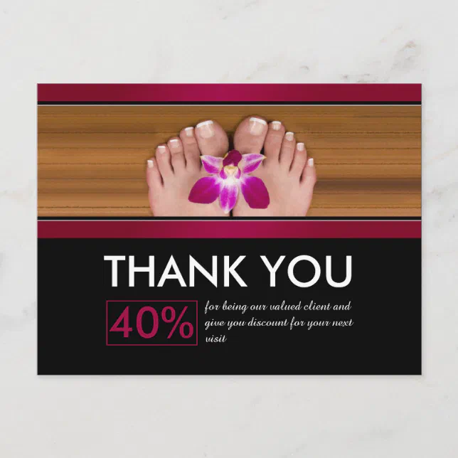 Pedicure Nail Salon Thank You Coupon Postcard | Zazzle
