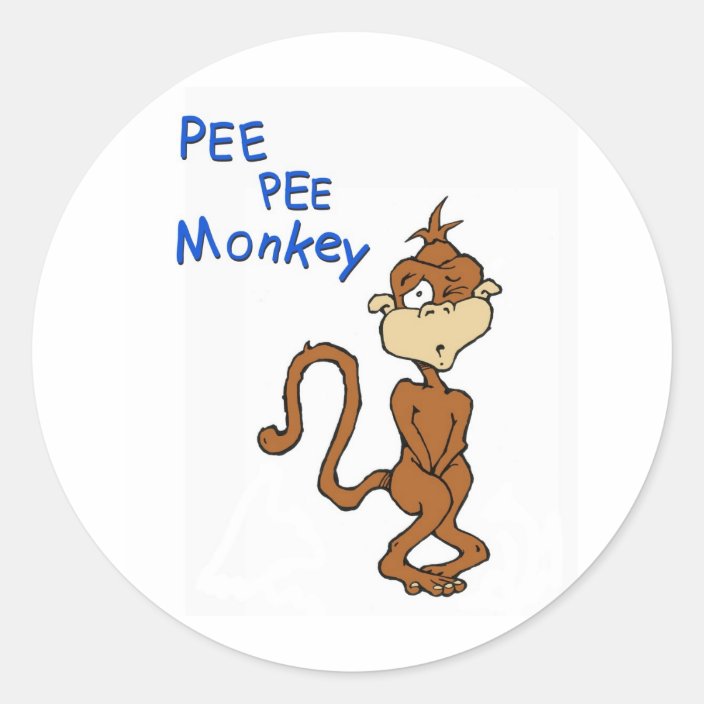 Pee Pee Monkey Classic Round Sticker | Zazzle.com