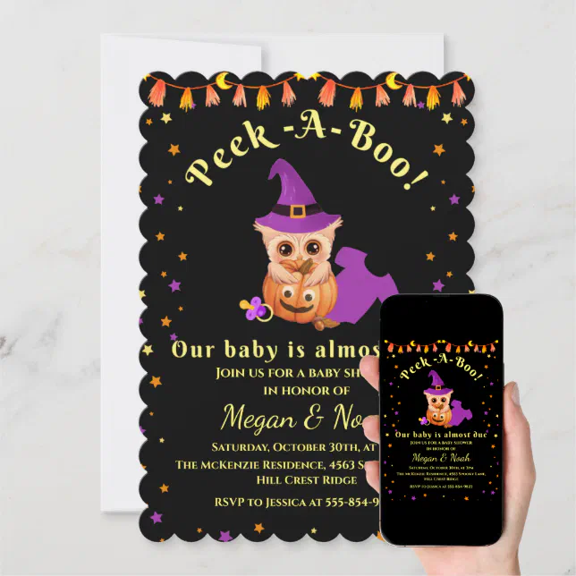 Peek-A-Boo Halloween Baby Shower Invitation | Zazzle