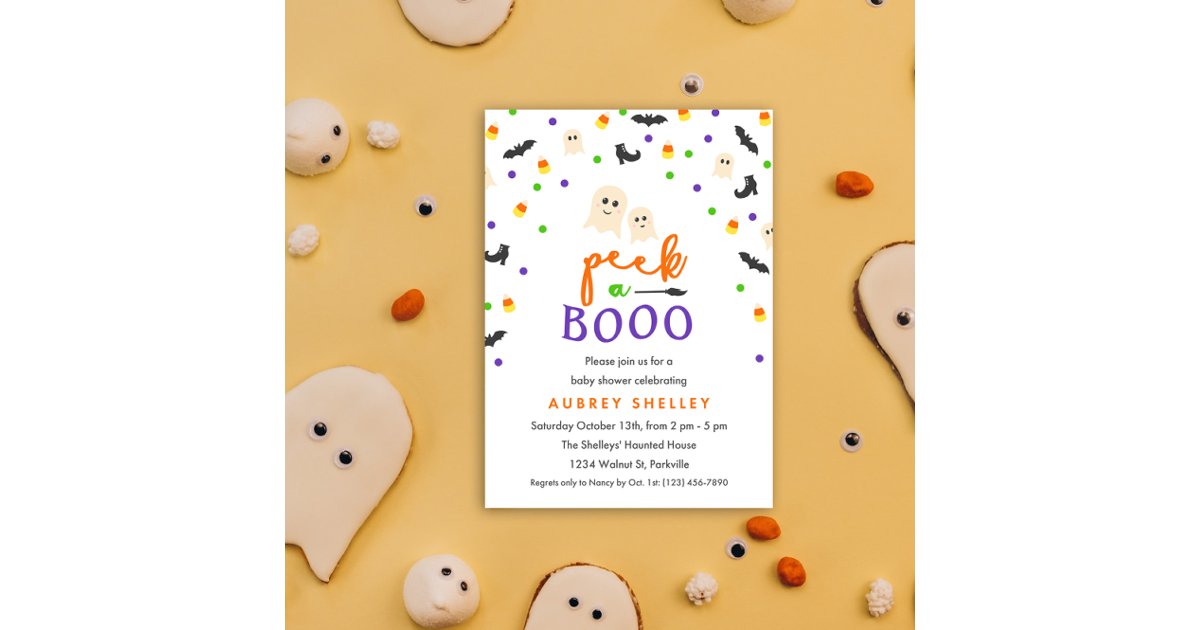 Peek a Boo Halloween Baby Shower Invitation | Zazzle