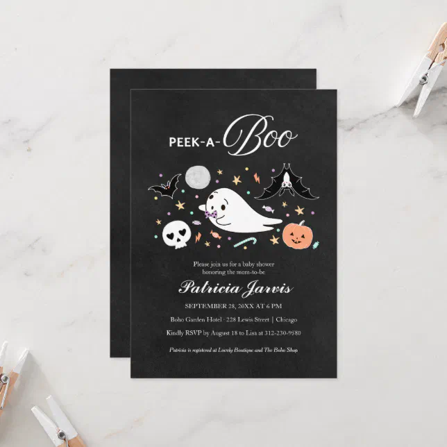 Peek-A-Boo Halloween Boy Baby Shower Invitation | Zazzle