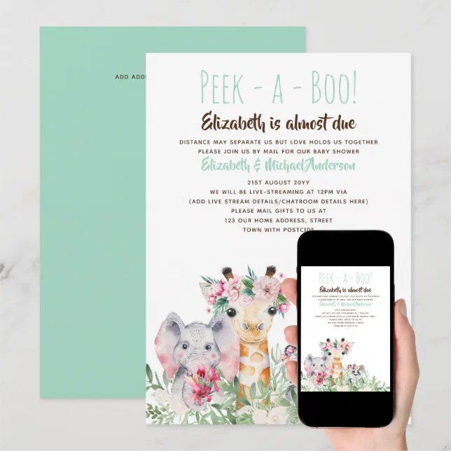 Peek-a-Boo Jungle Safari Wild Animals Baby Shower Invitation | Zazzle