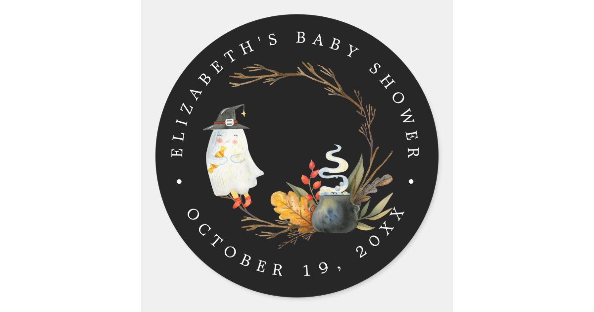 Peek-A-Boo | Little Ghost Halloween Baby Shower Classic Round Sticker ...