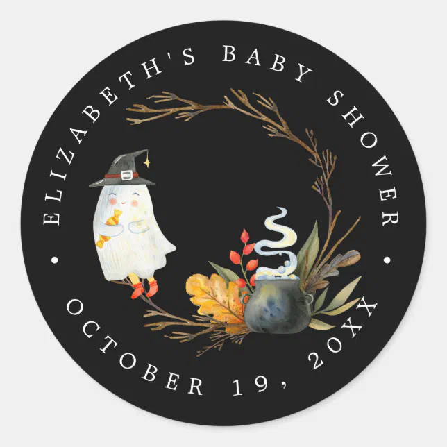 Peek-A-Boo | Little Ghost Halloween Baby Shower Classic Round Sticker ...