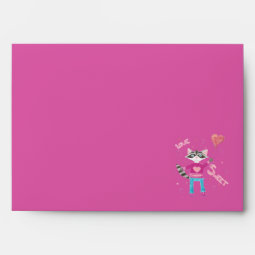 Peek-a-boo Valentine's Day raccoon pink envelope | Zazzle