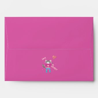 Peek-a-boo Valentine's Day raccoon pink envelope | Zazzle