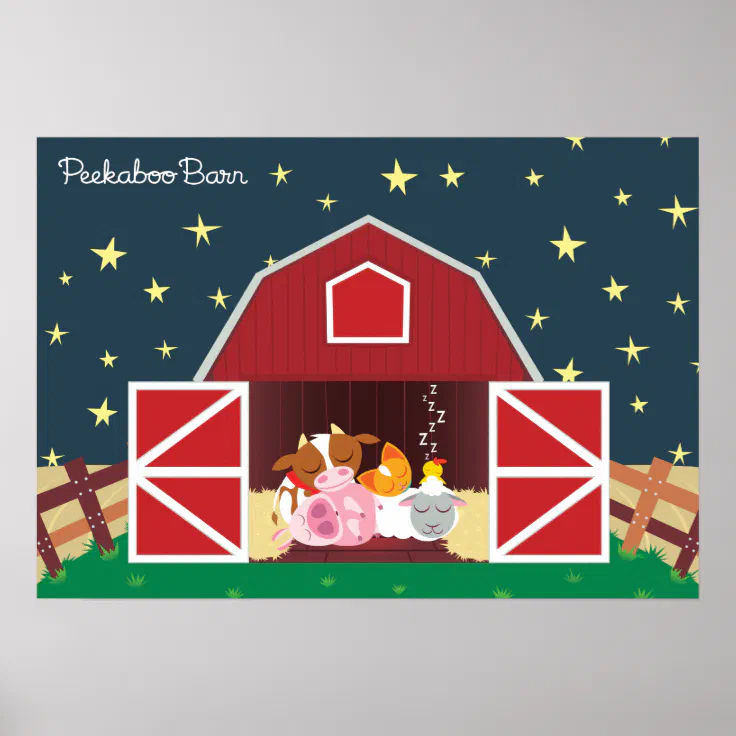 Peekaboo Barn Night Landscape Group 1 Poster | Zazzle