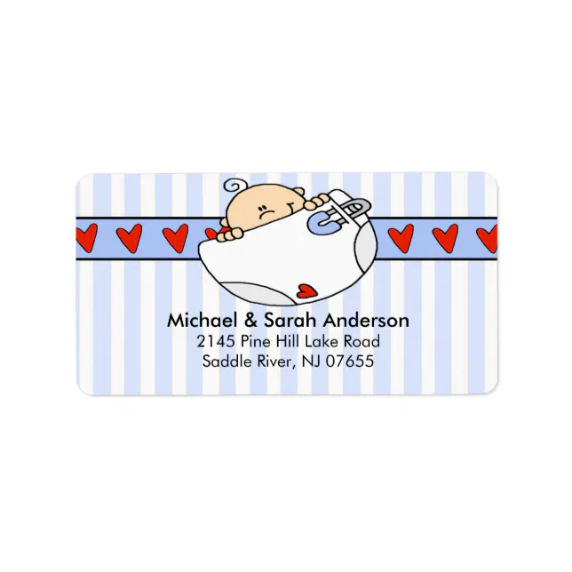 Peeking Baby Boy Diaper Address Label | Zazzle