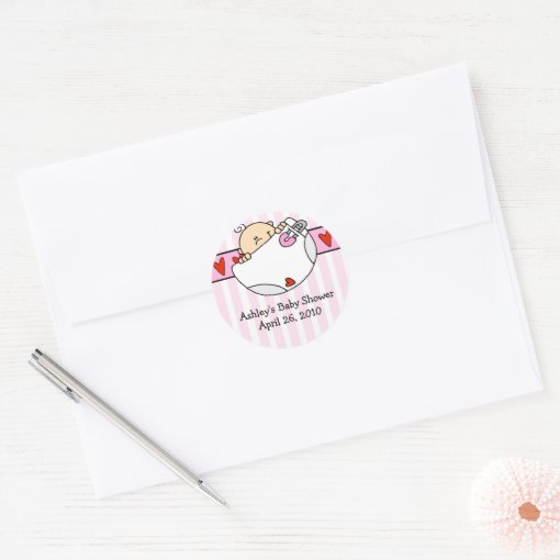 Peeking Baby & Diaper Baby Shower Sticker | Zazzle