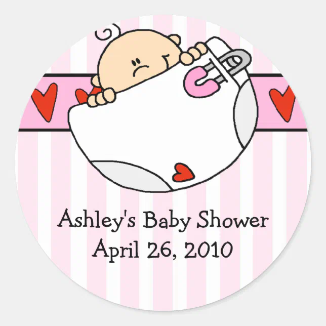 Peeking Baby & Diaper Baby Shower Sticker | Zazzle