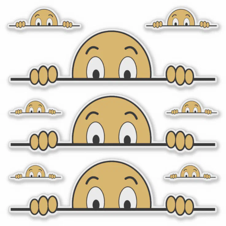 Peeking Cartoon Face Contour Cut Sticker | Zazzle