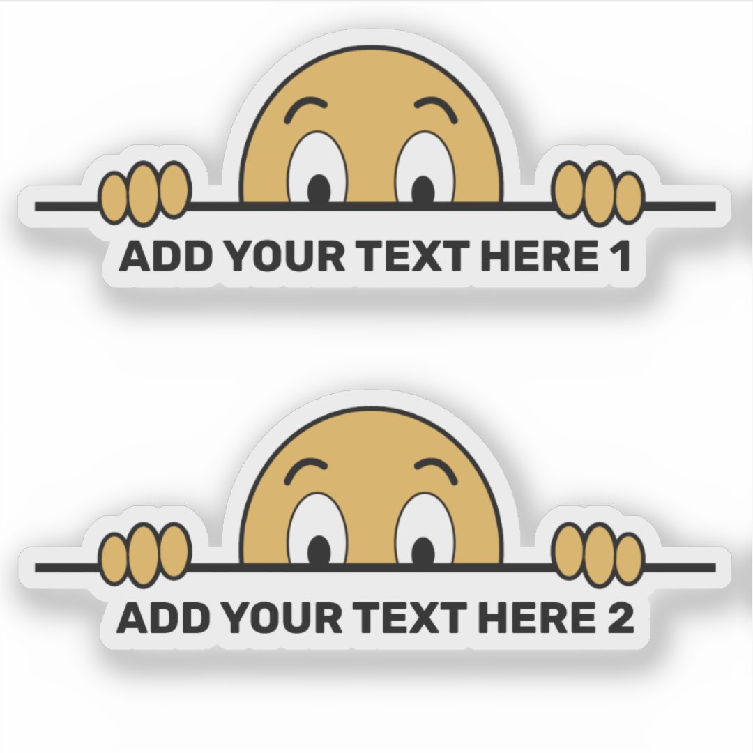 Peeking Cartoon Face Custom Text Contour Cut Sticker | Zazzle