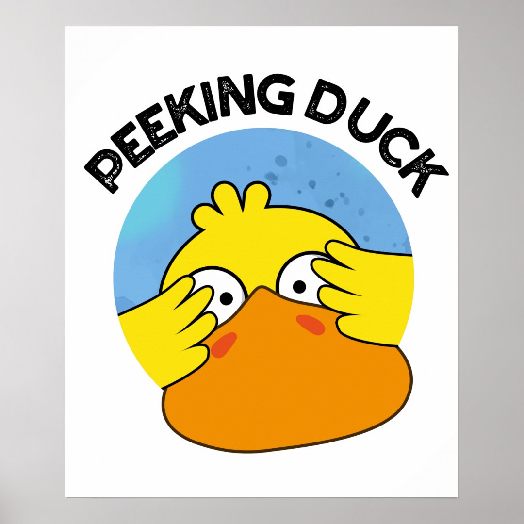 Peeking Duck Funny Animal Chinese Dish Pun Poster | Zazzle