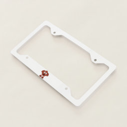 peeking poodle red license plate frame | Zazzle