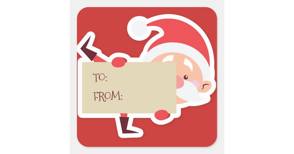 Peeking Santa christmas Gift Sticker | Zazzle