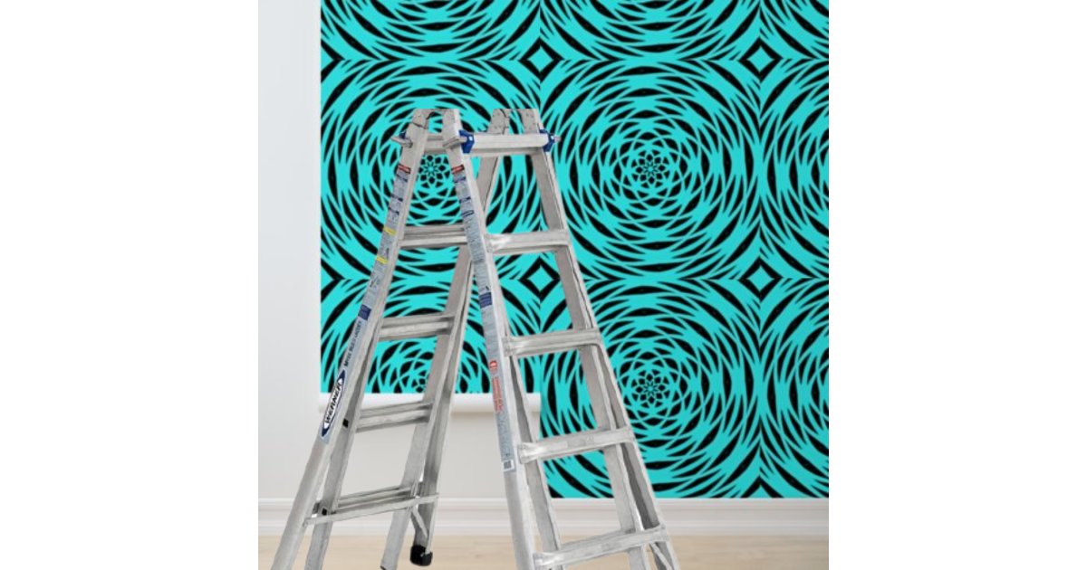 Peel and Stick Blue Black Gyroscope Circles Wallpaper | Zazzle