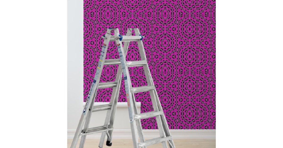 Peel and stick pink black geometric pattern wallpaper | Zazzle