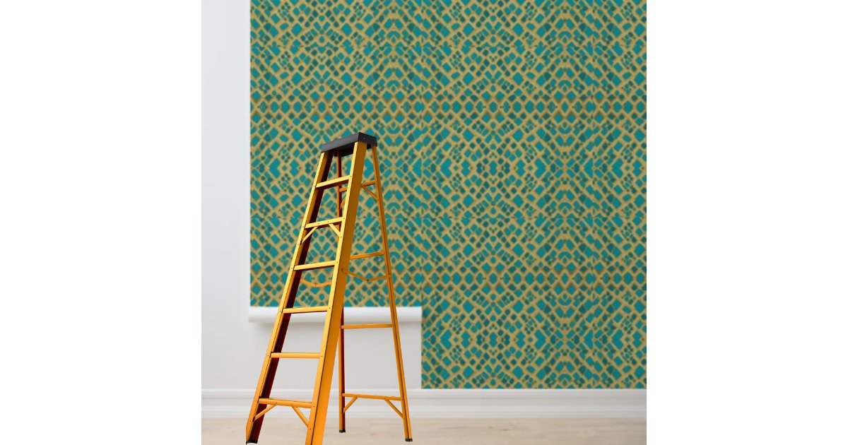 Peel and Stick Wallpaper blue gold geometric Wallpaper | Zazzle