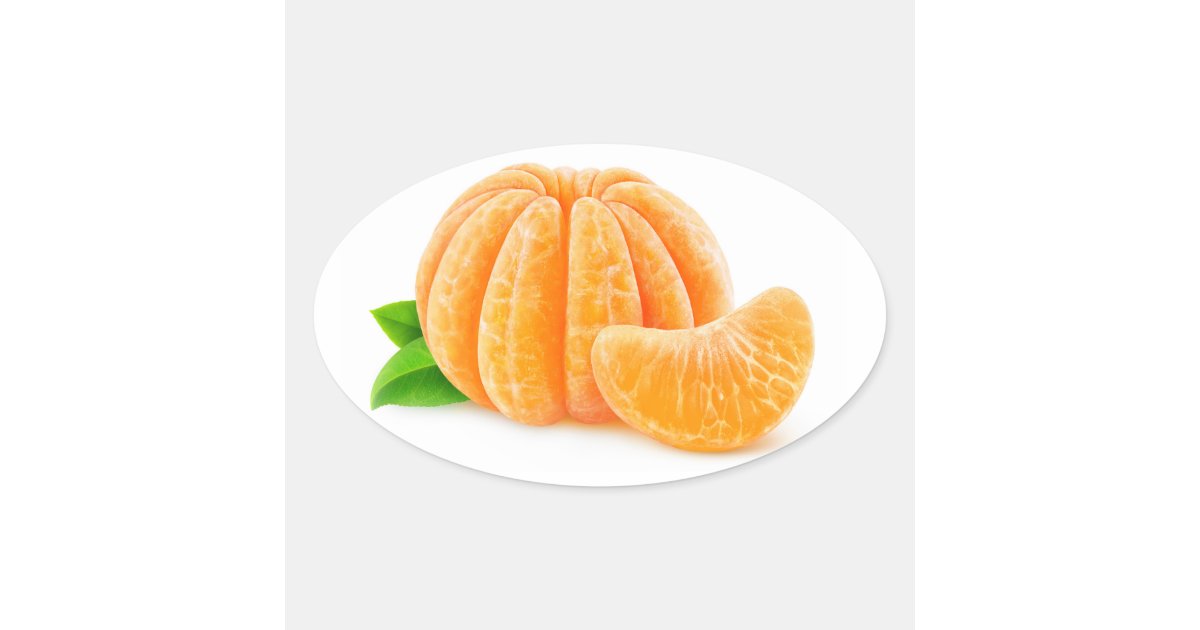 Peeled tangerine oval sticker | Zazzle